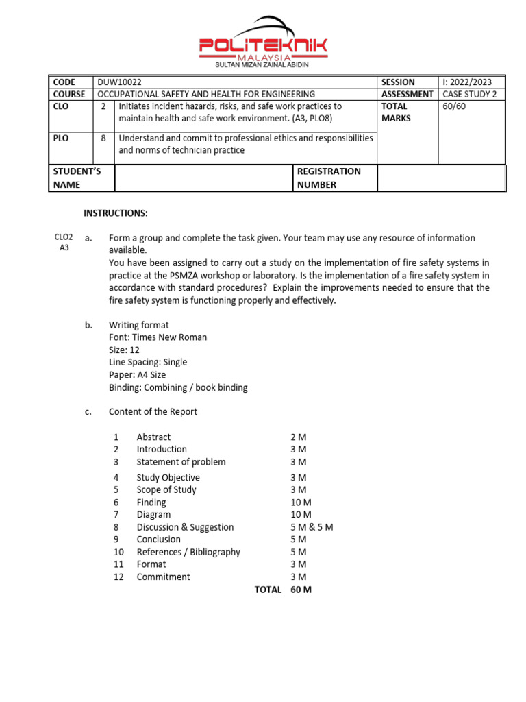 Case Study 2 Duw10022 Fire Safety | PDF | Argument | Safety