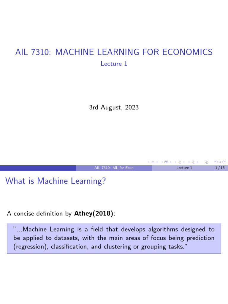 Lecture 1 | PDF | Machine Learning | Econometrics
