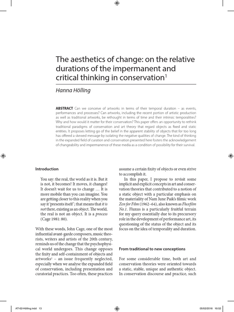 The Aesthetics of Change - Hanna Hölling | PDF