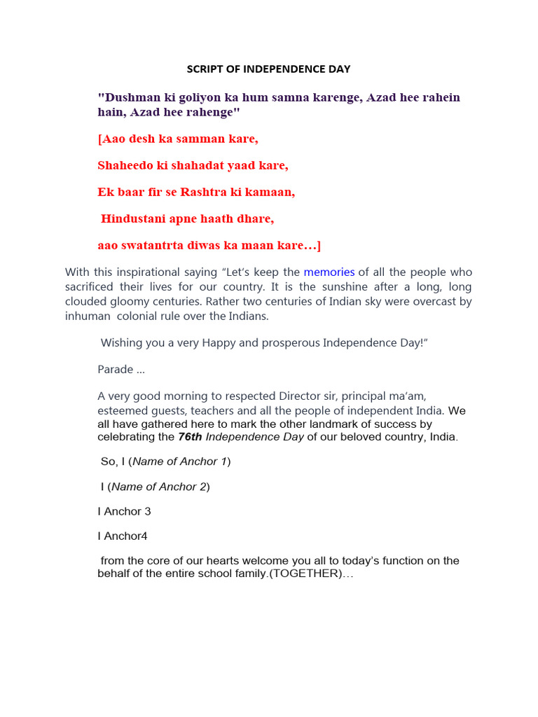 Script of Independence Day | PDF