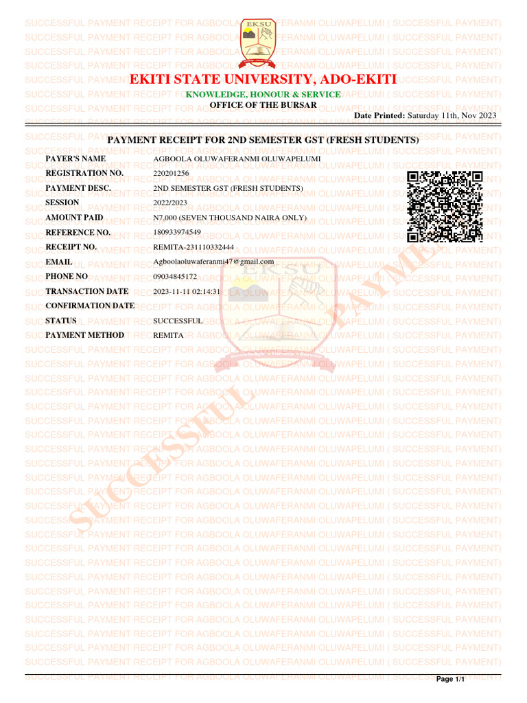 2nd Semester GST Fresh Students Payment Receipt Letter | PDF | Payments | Receipt