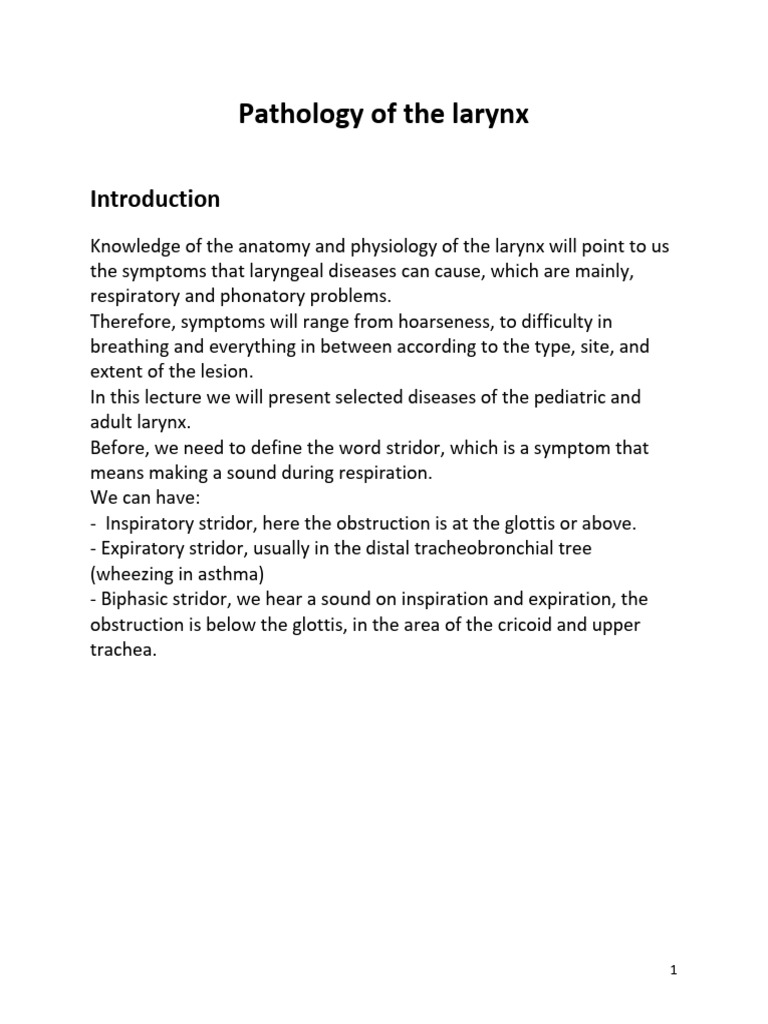 Pathology of The Larynx | PDF | Larynx | Human Voice