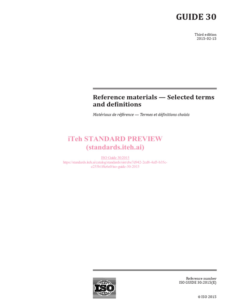 ISO Guide 30 2015 | PDF | Science | Metrology