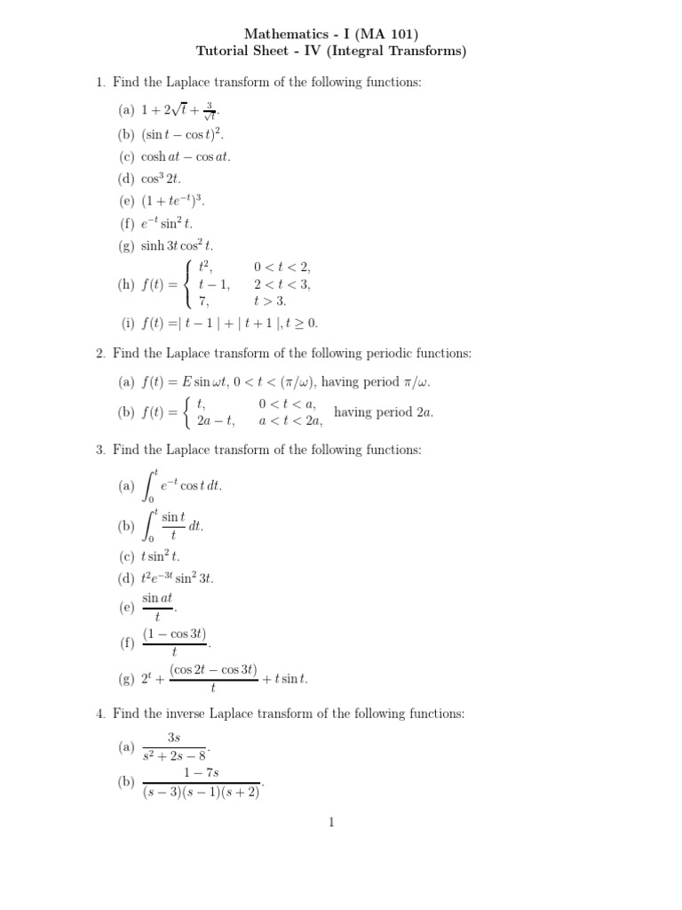 Laplace Transform | PDF | Differential Calculus | Algebra