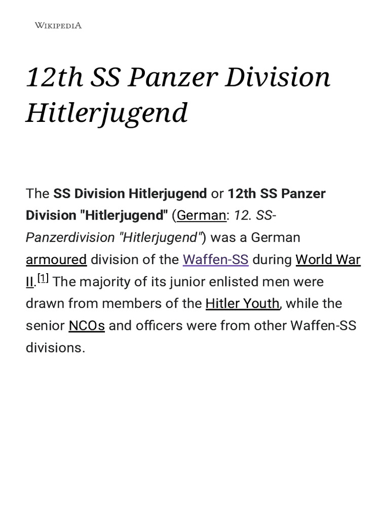 12th SS Panzer Division Hitlerjugend | PDF | Waffen Ss | Military