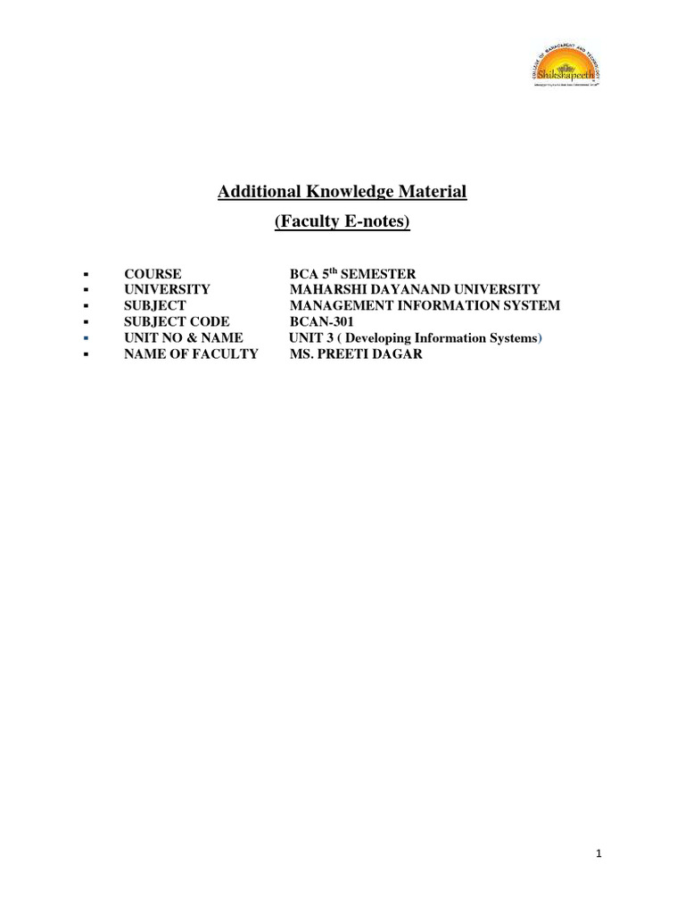 Unit-3 Mis | PDF | Information System | System