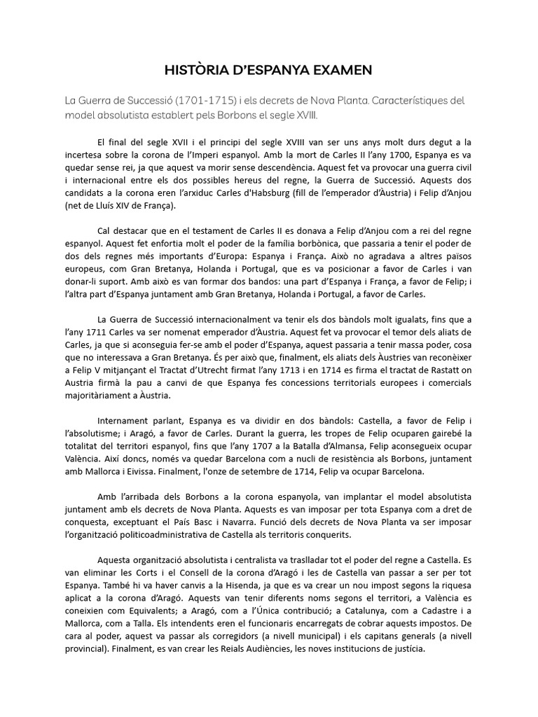 Història D'espanya Examen | PDF