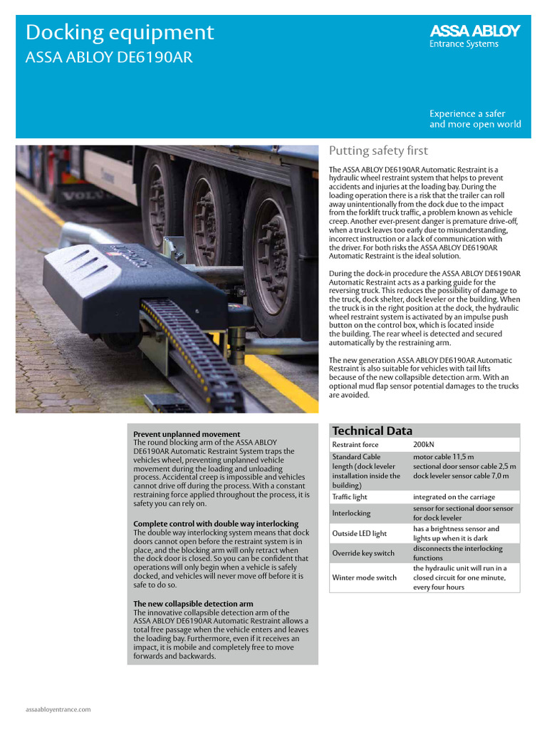 Assa Abloy DE6190AR Automatic Restraint | PDF | Transport ...