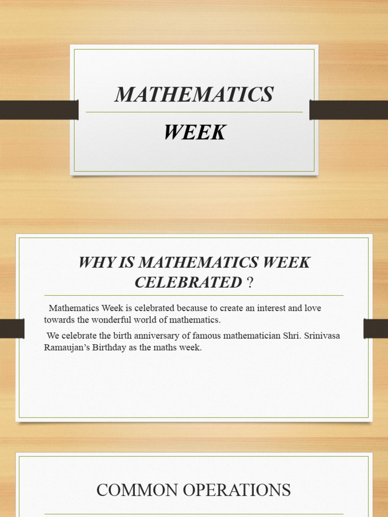 Mathematics Week PPT by Aarav Hooda Vi L | PDF