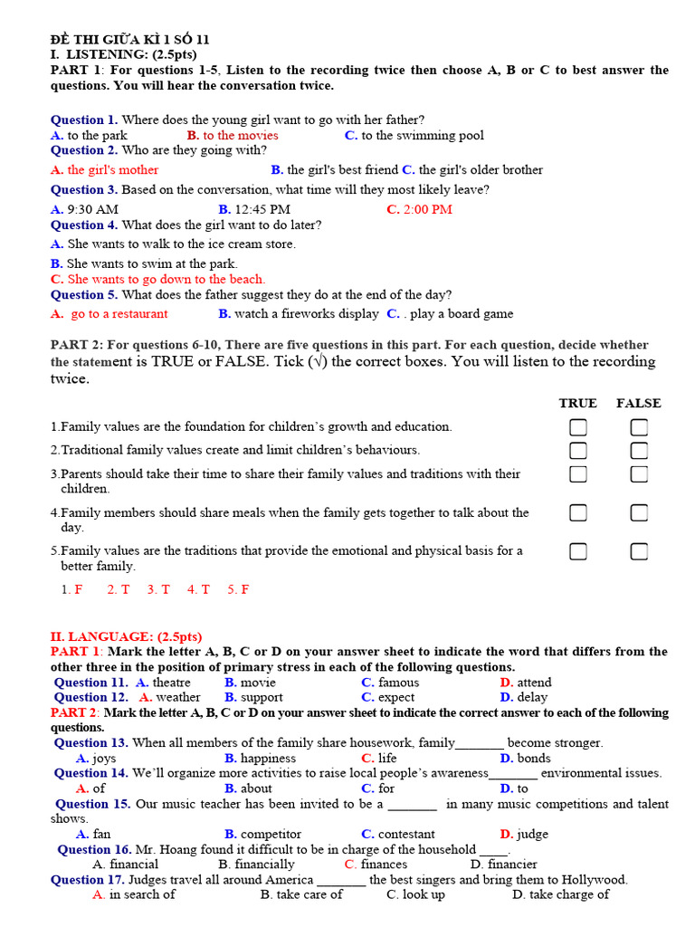 KEY- GIỮA HK1 SỐ 11 | PDF | Adele