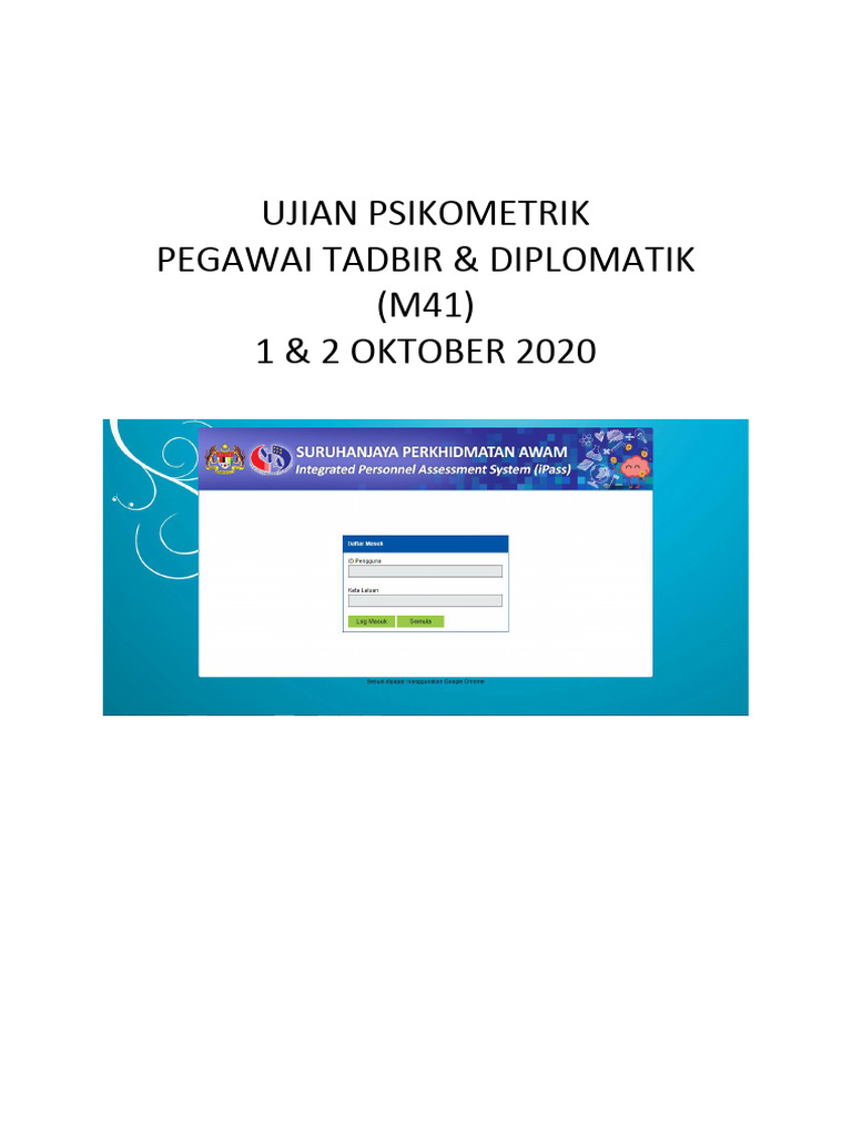 Ujian Psikometrik PTD (2020) | PDF