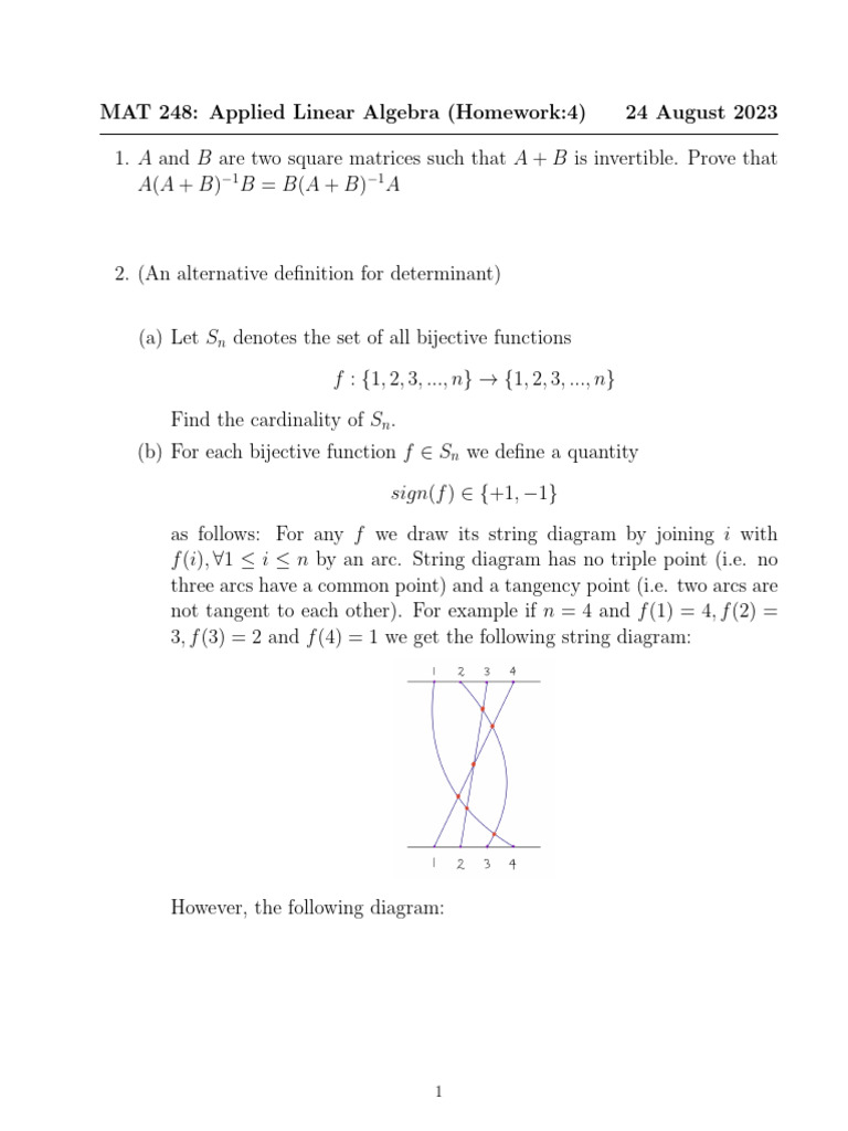Homework 4 | PDF | Matrix (Mathematics) | Determinant