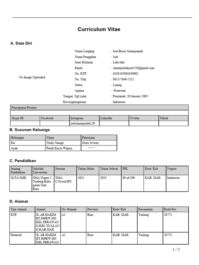 CV - Indah Kiat Pulp and Paper | PDF