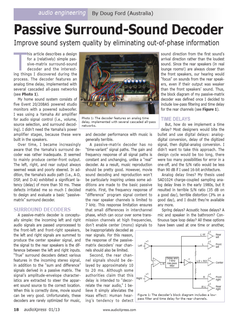 Doug - Ford - Passive Surround-Sound Decoder | PDF | Operational ...