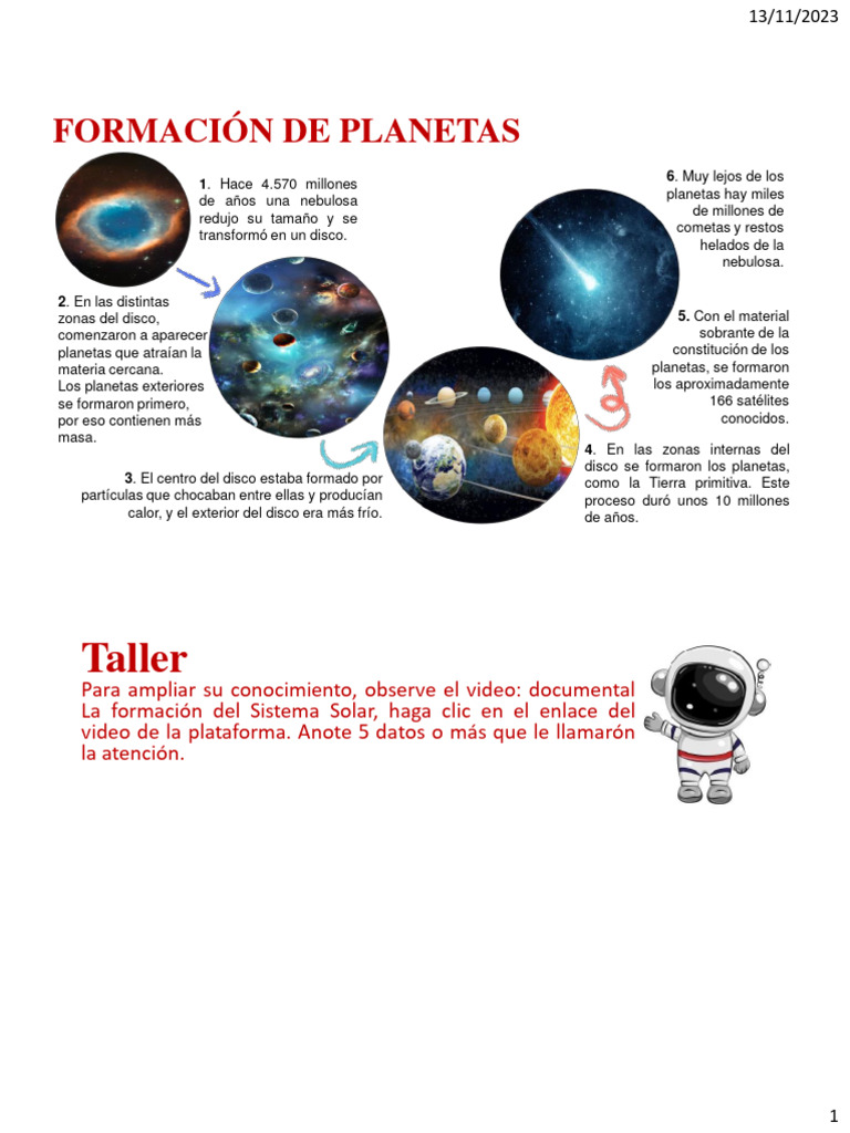 5to Grado - CCNN - Formacion de Los Planetas | PDF