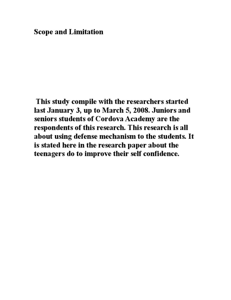 Scope And Limitation Of The Study In Research Paper Sample