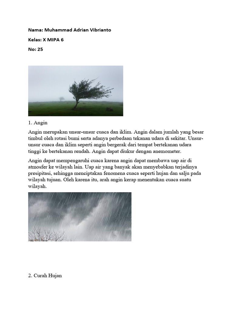 Unsur Yang Mempengaruhi Cuaca Dan Iklim | PDF
