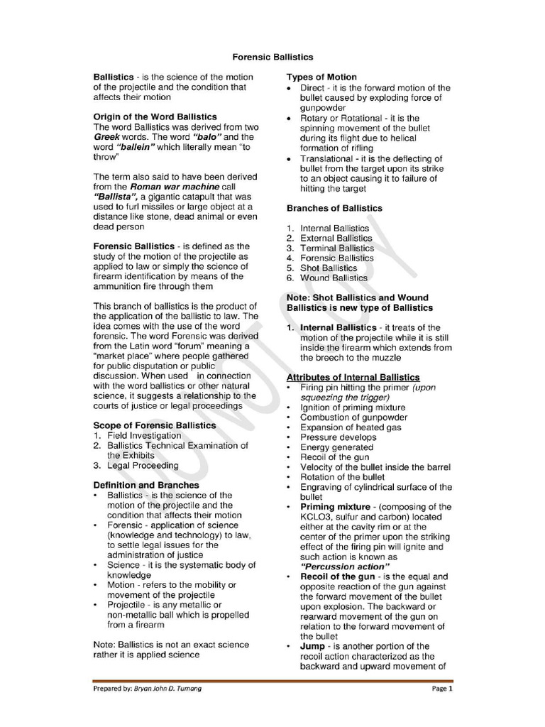 FORENSIC SCIENCE 6 - Forensic Ballistics | PDF