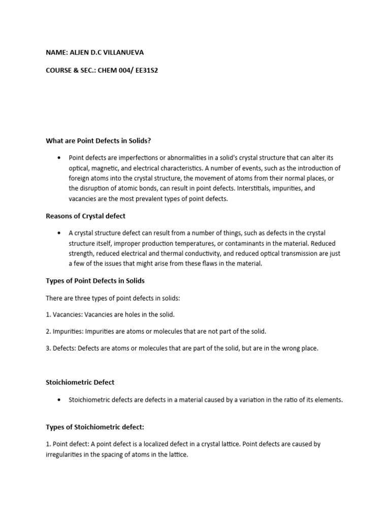 What Are Point Defects | PDF | Ion | Crystallographic Defect