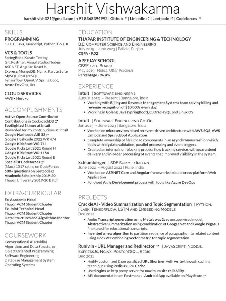 Harshit CV | PDF | Cache (Computing) | Computing