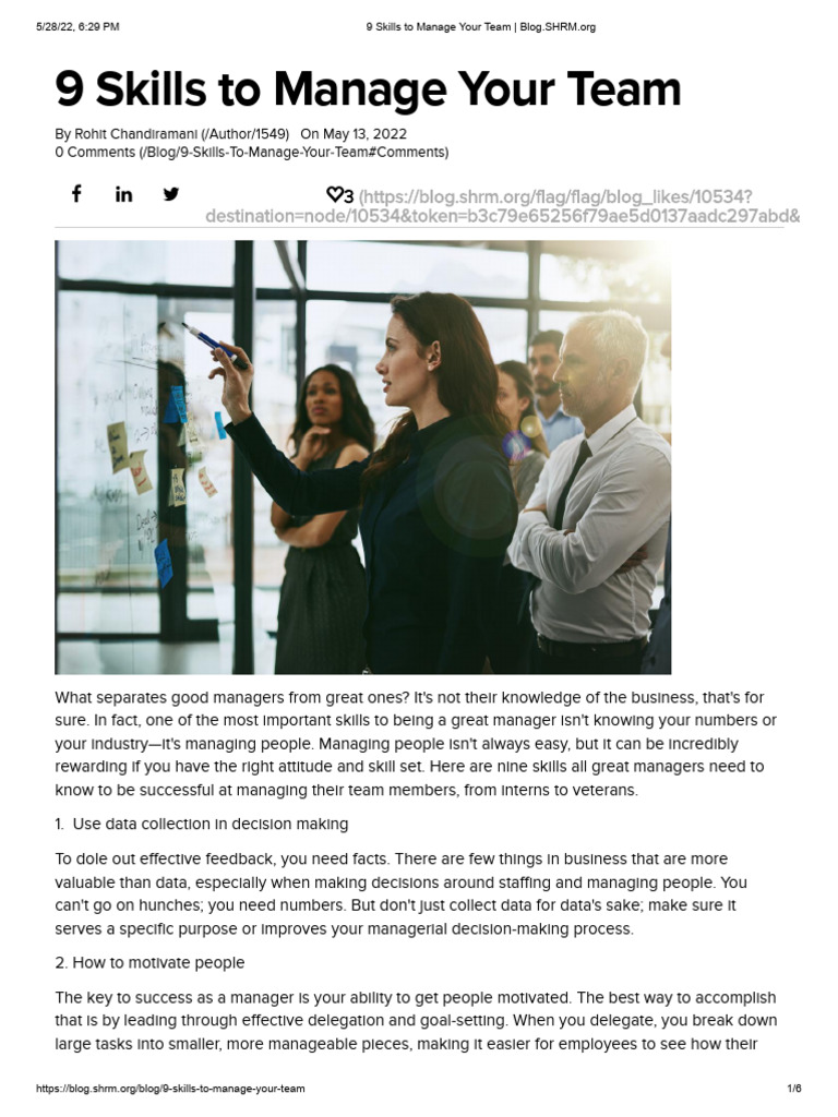 Essential Skills for Team Management | PDF | Decision Making | Goal Setting