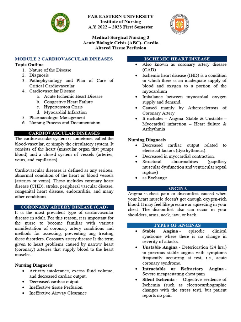 Module 2 ABC-Cardio | PDF | Coronary Artery Disease | Myocardial Infarction