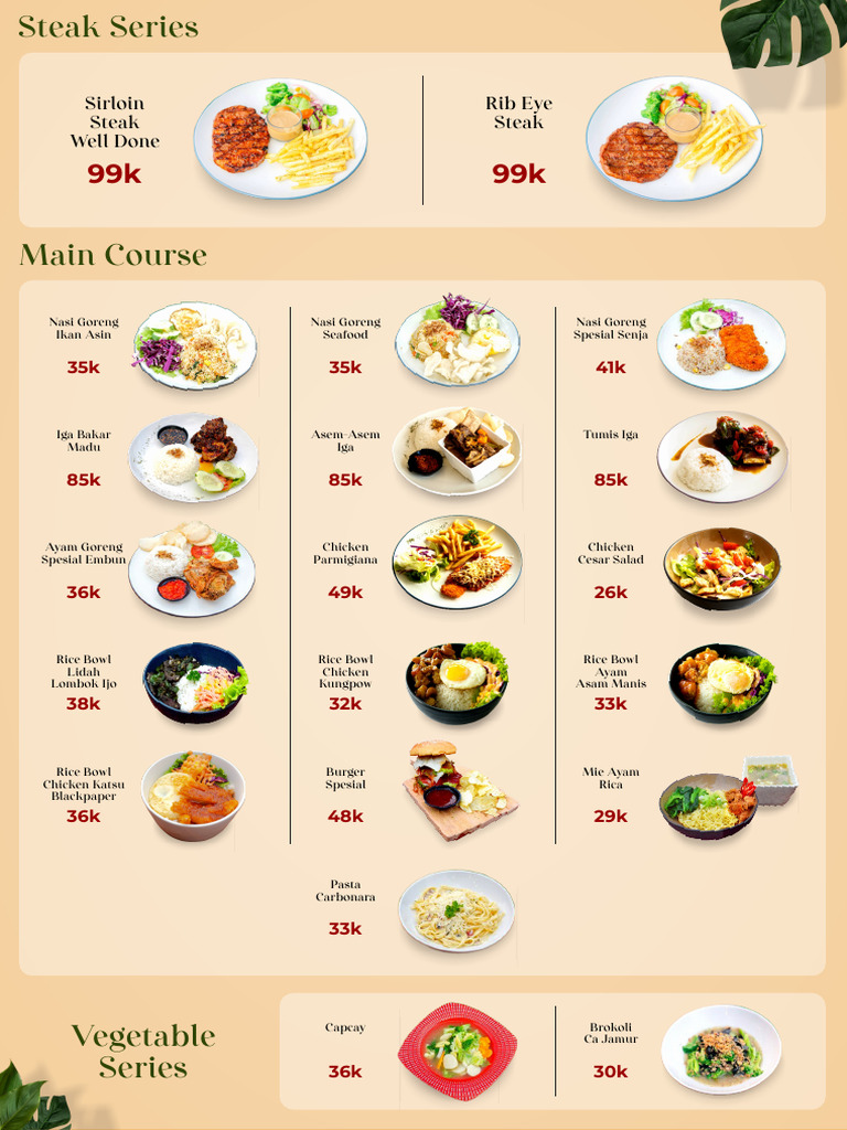 Menu A3 Food Drink Embun Senja Semarang | PDF | Foods | Cuisine