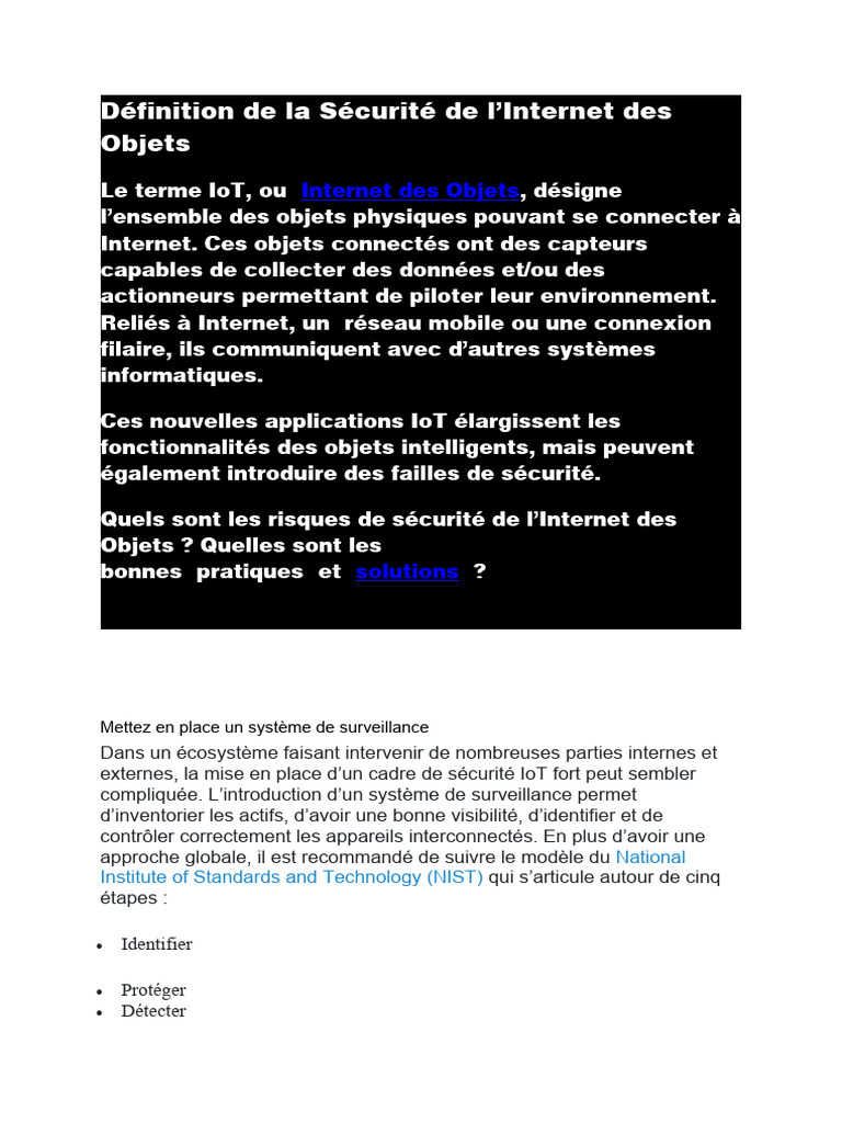 Définition de La Sécurité de L | PDF | Internet des objets | Sécurité