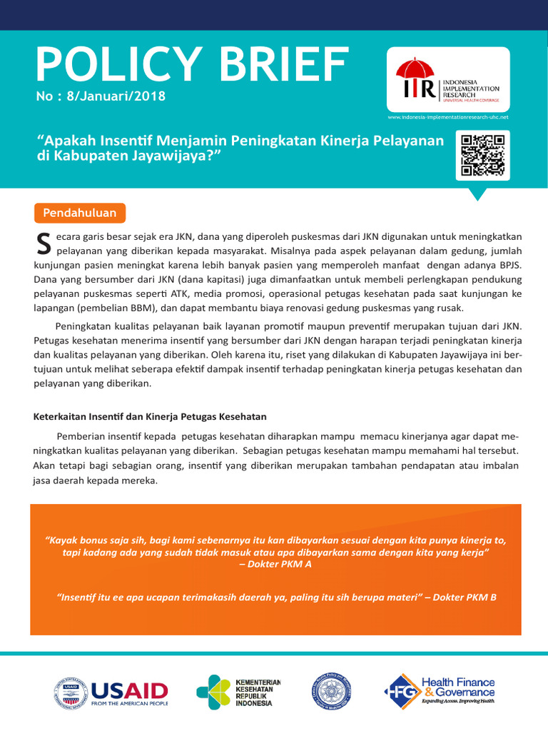 Dokumen - Tips Policy Brief PKMK | PDF | Pengelolaan Keuangan & Uang