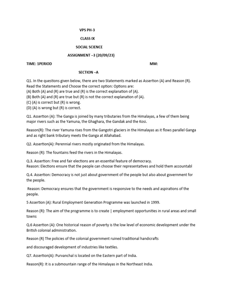 Class 9 Assignment 3 | Download Free PDF | Himalayas | Elections