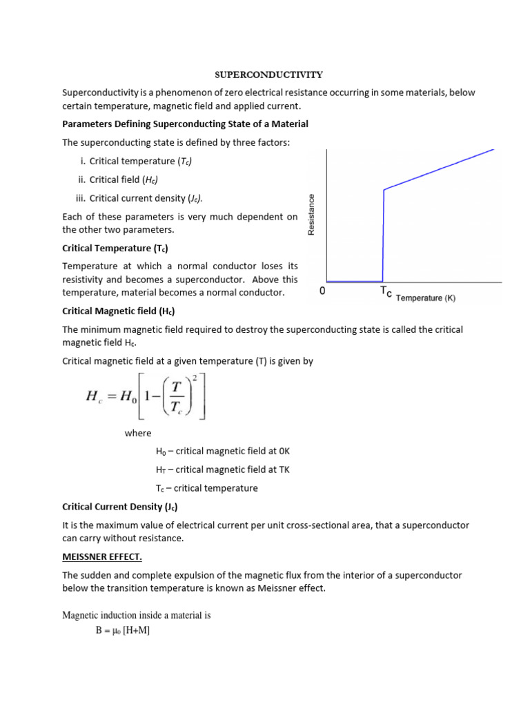 Superconductivity: Key Concepts & Applications | PDF | Superconductivity | High Temperature ...