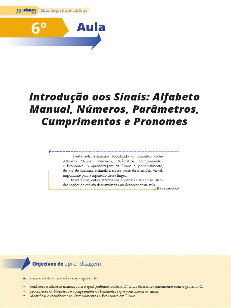 Aula 6 | PDF | Alfabeto | Aprendizado
