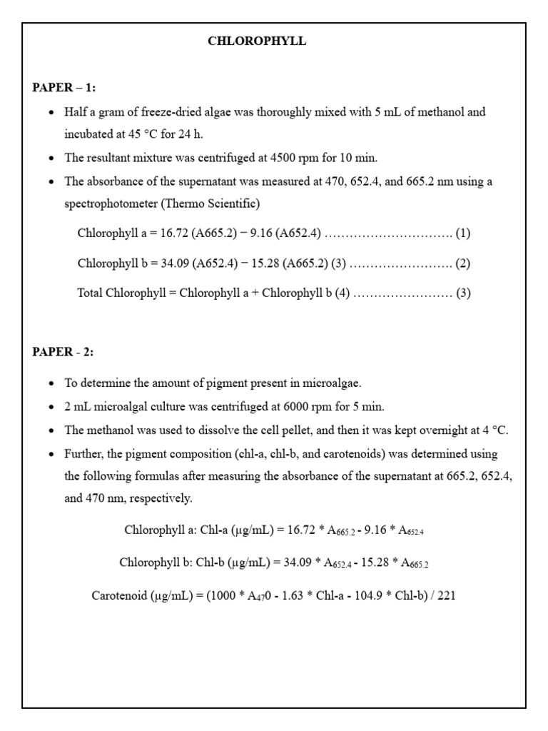 Chlorophyll - MSC Project | PDF | Chlorophyll | Spectrophotometry
