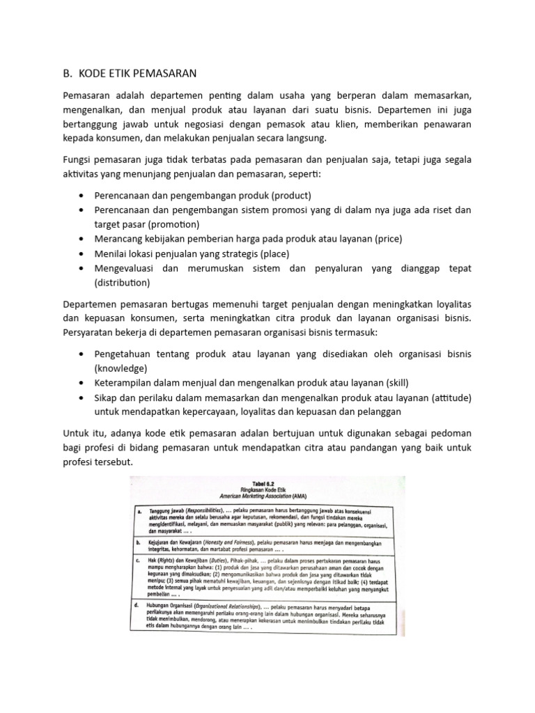 Kode Etik Pemasaran | PDF | Karier & Perkembangan | Bisnis