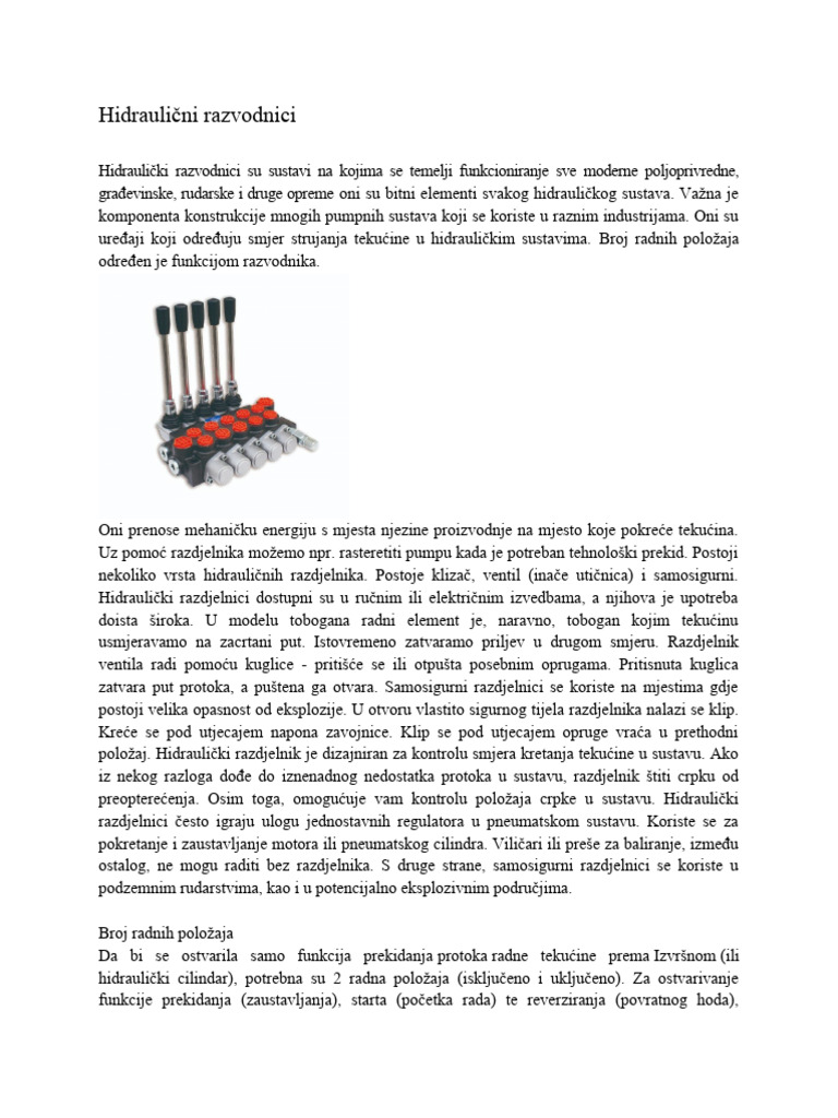 Hidraulični Razvodnici | PDF