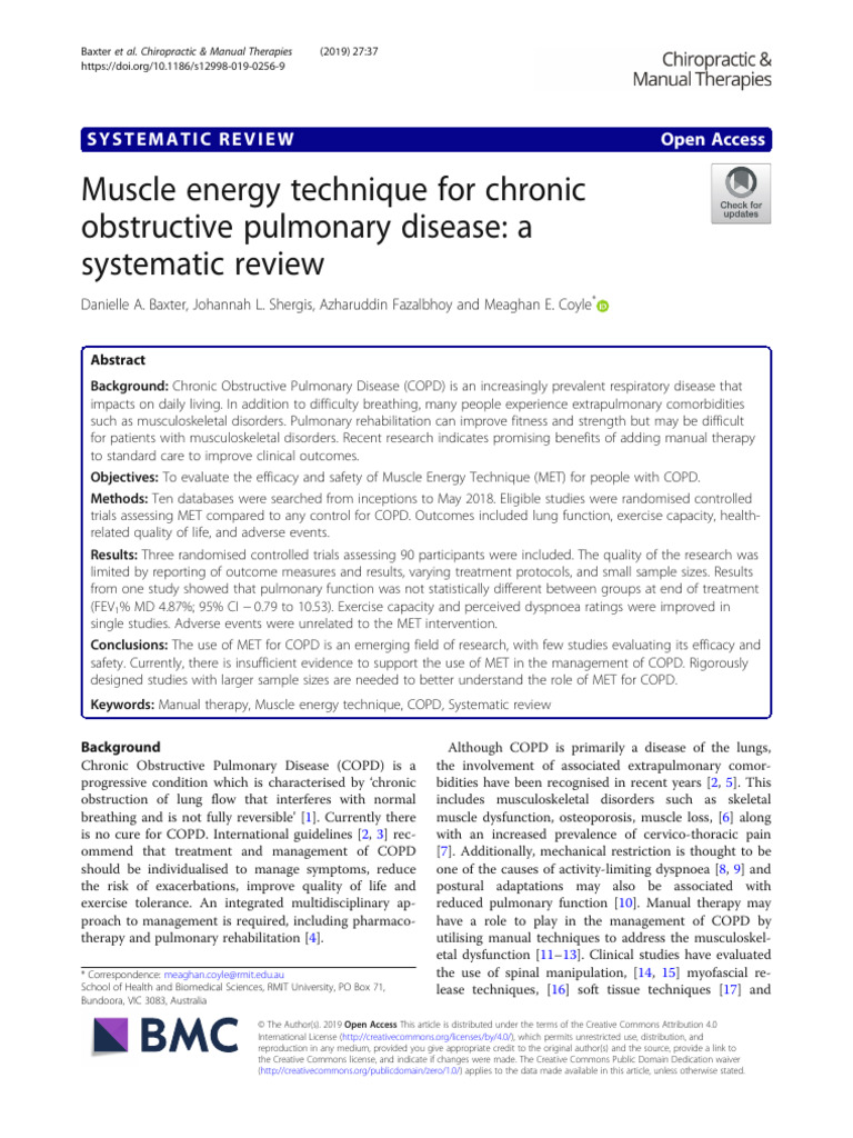 Muscle Energy Technique For Chronic Obstructive Pulmonary Disease: A Systematic Review ...