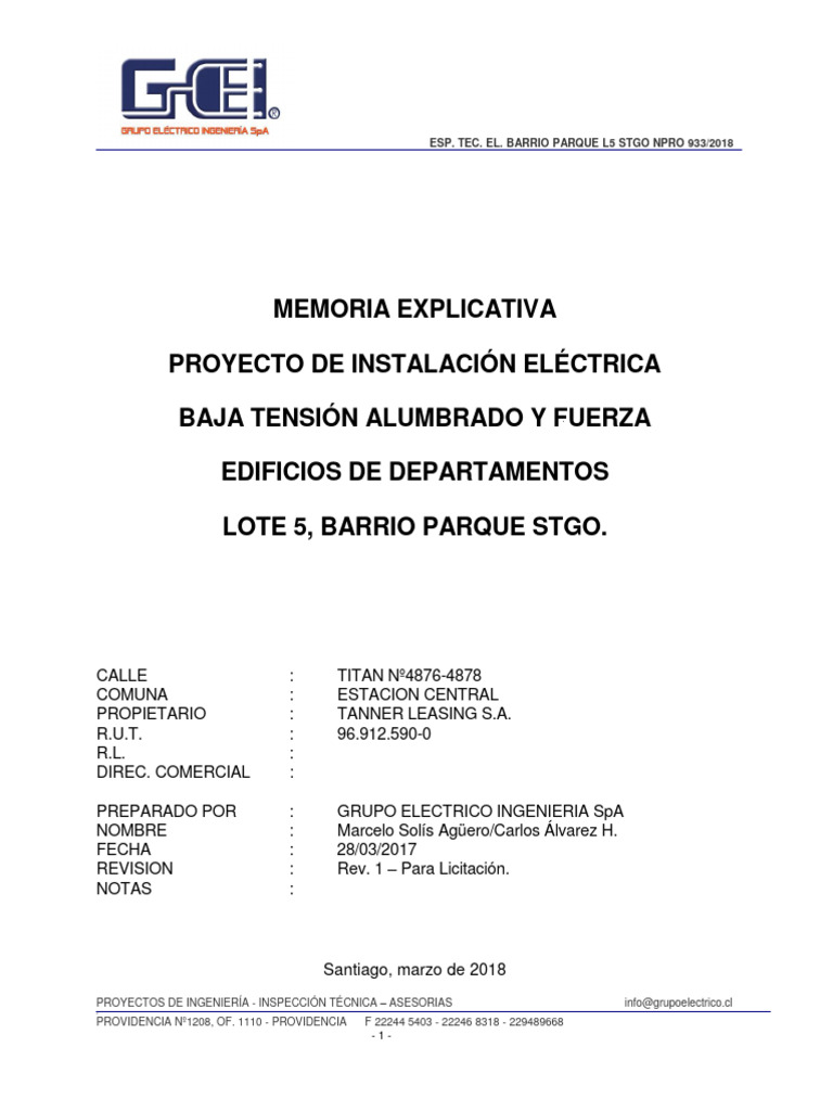 Memoria Ex Edificio | PDF | Ingenieria Eléctrica | Tornillo