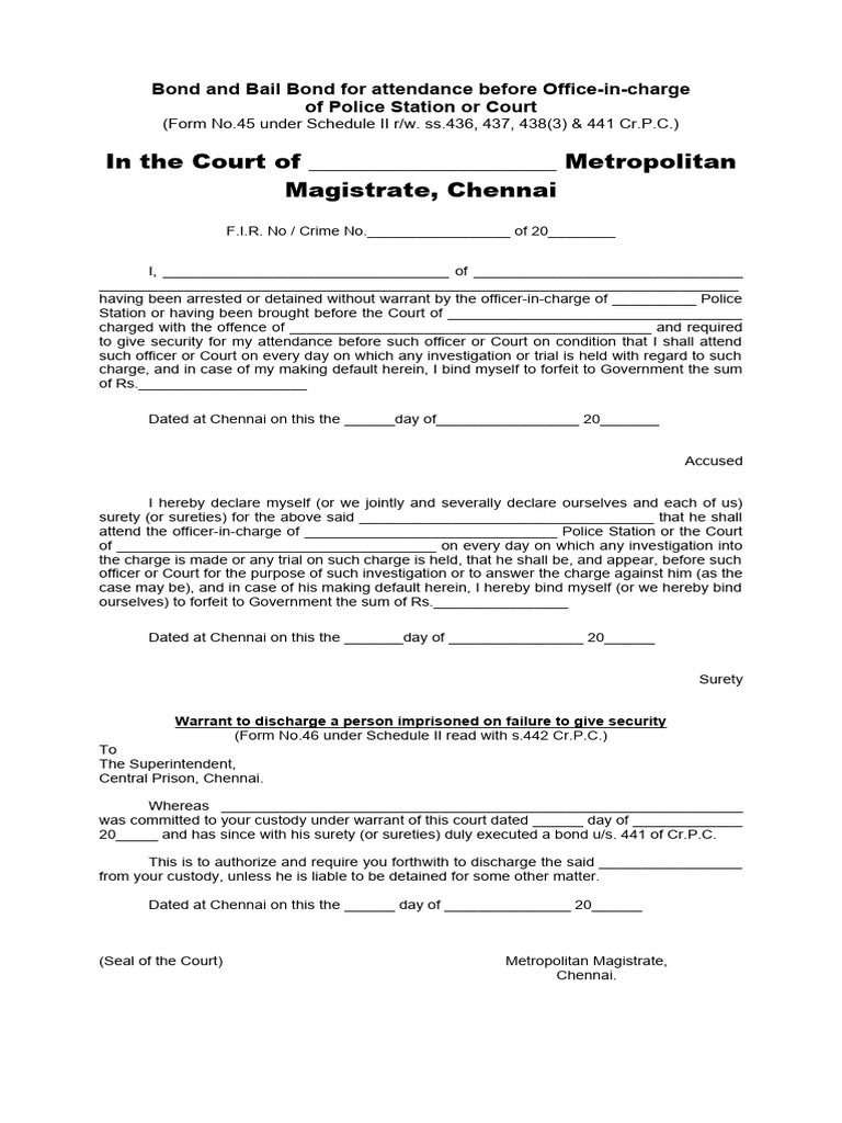 Bail BOnd | PDF | Bail | Misconduct