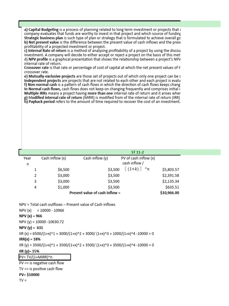 Assignment 11 | PDF | Net Present Value | Internal Rate Of Return