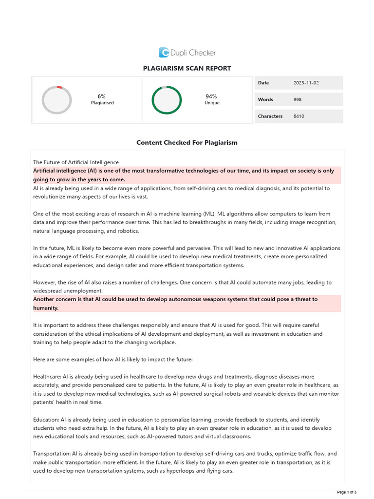 Plagreport 3 | PDF | Artificial Intelligence | Intelligence (AI ...