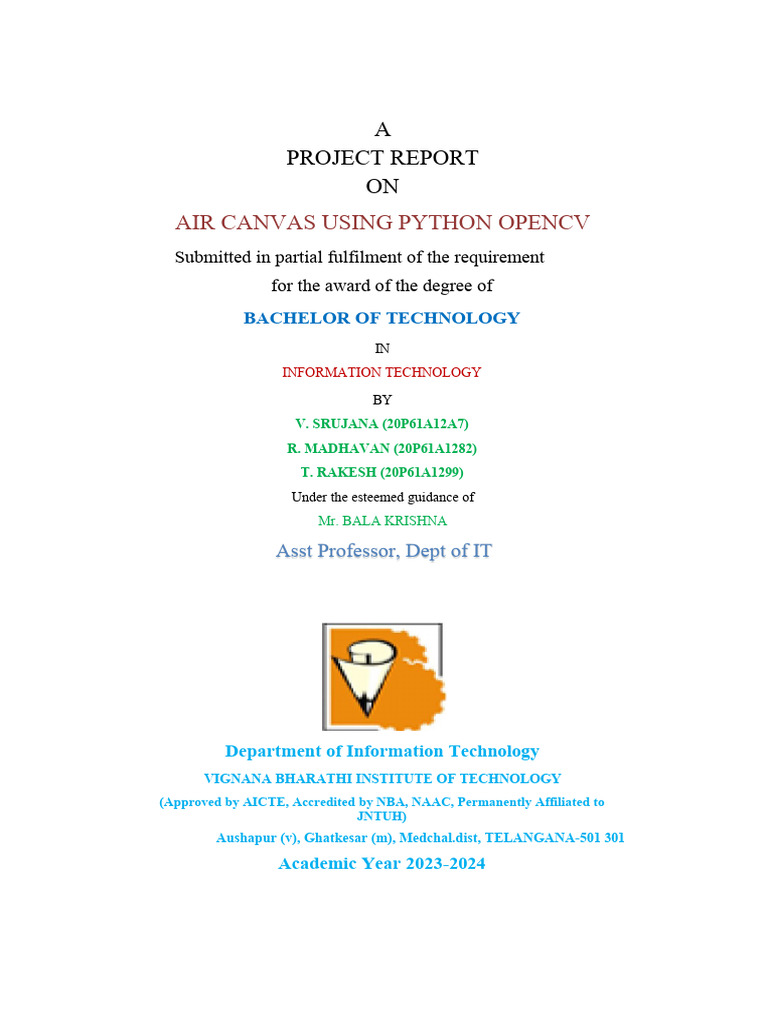 Air Canvas Project Report Using OpenCV | PDF | Use Case | Unified ...