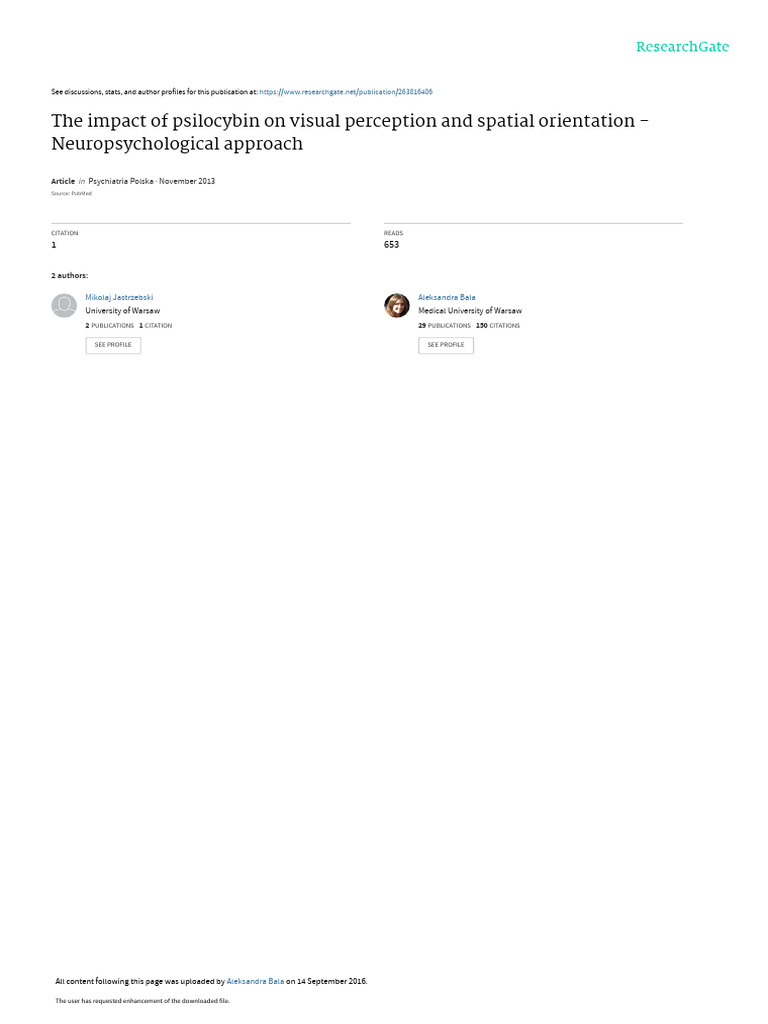 The Impact of Psilocybin On Visual Perception and | PDF | Psilocybin ...