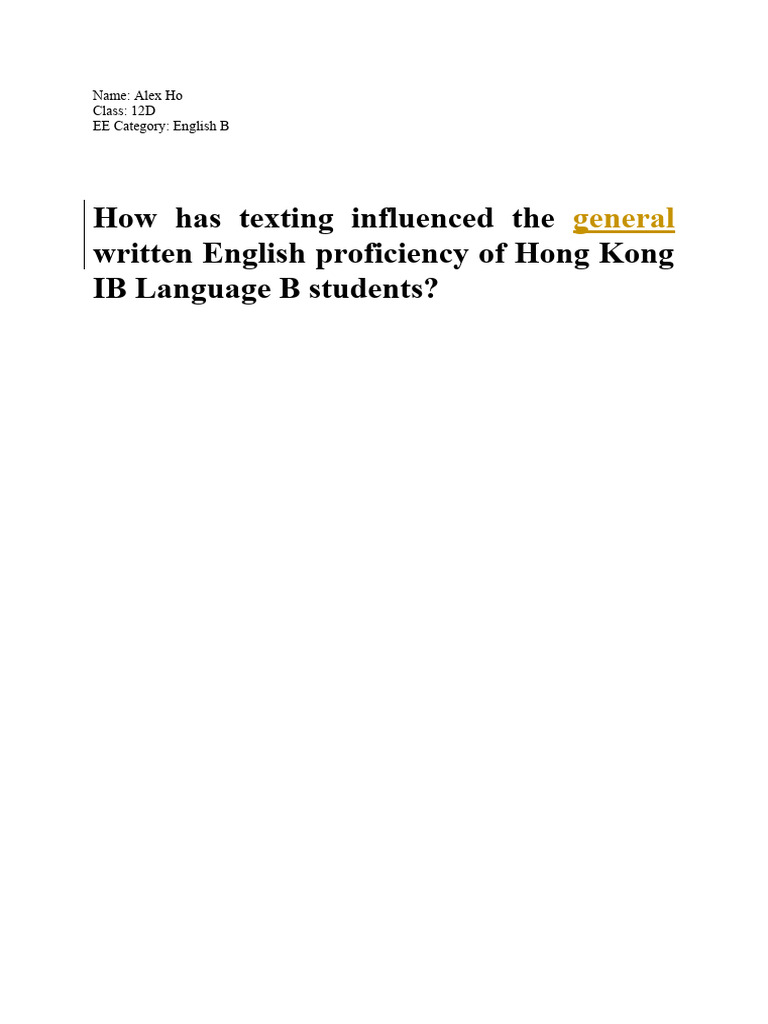 English EE Official First Draft - Edited | PDF | English Language ...