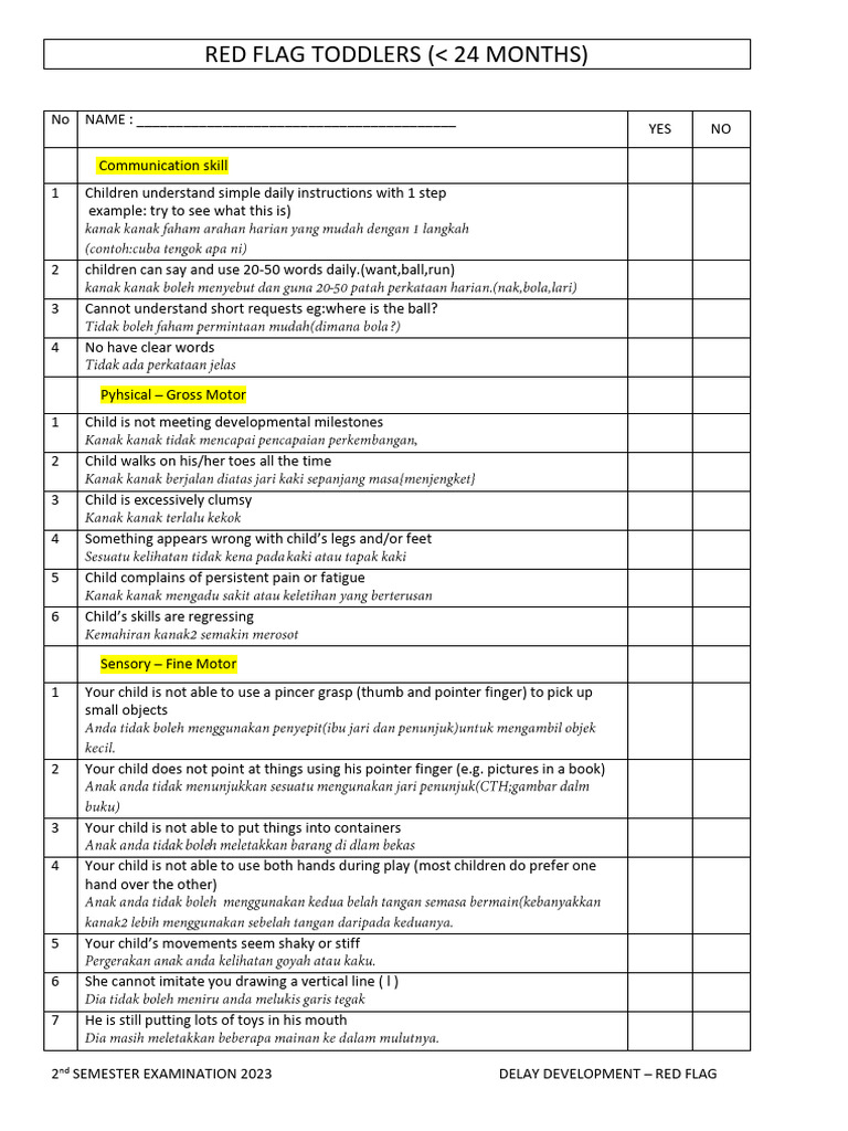 Toddler Development Red Flags | PDF