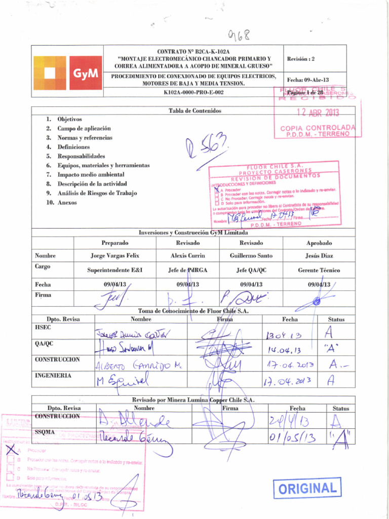 K102A-0000-PRO-E-002 Rev.2, Procedi Conexi Equi Elec Motor Baj y Media ...