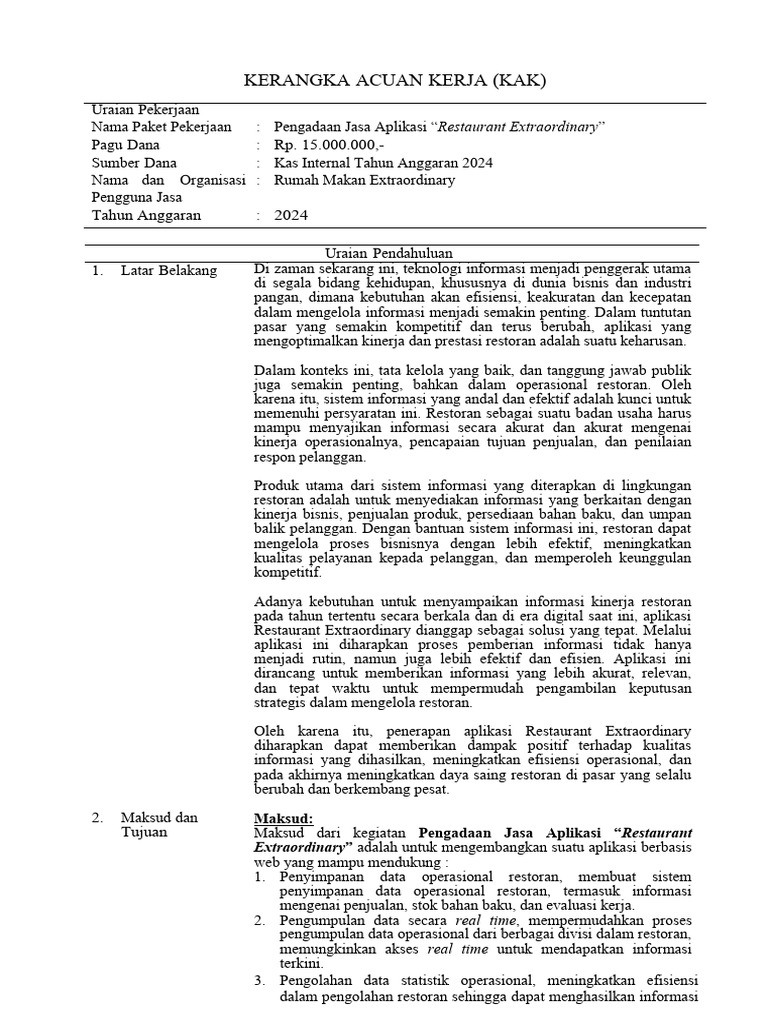Contoh RFP Atau KAK | PDF | Bisnis