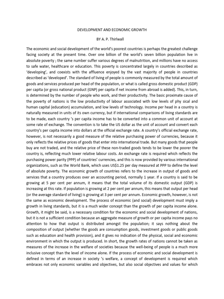 Development and Economic Growth | PDF | Economic Growth | Human ...