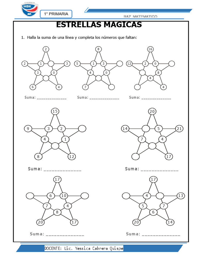 Ejercicios de Estrellas Mágicas para Primaria | PDF