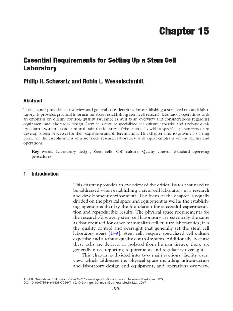 Stem Cell Laboratory Setup Essentials | PDF | Cell Culture | Countertop