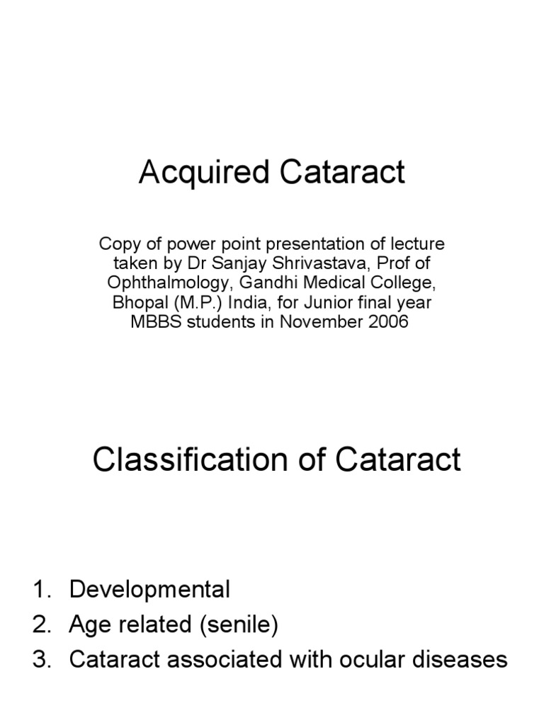 Acquired Cataract Classification Overview | PDF | Cataract | Ophthalmology